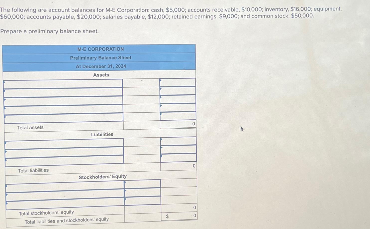 Solved The following are account balances for M-E | Chegg.com