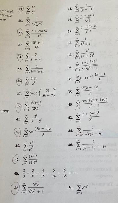 Solved Practice Exercises 11–86. Applying convergence tests | Chegg.com