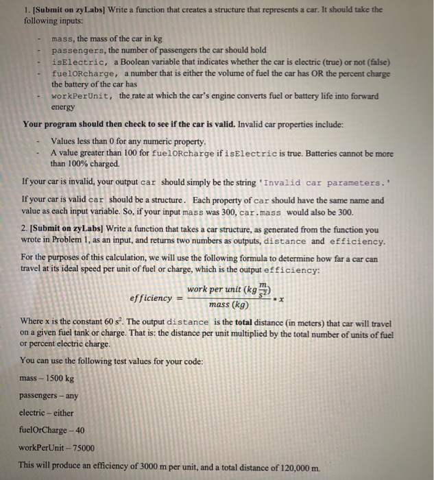 Solved 1 Submit On Zy Labs Write A Function That Creates 1381