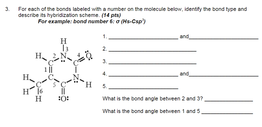 Solved For each of the bonds labeled with a number on the | Chegg.com