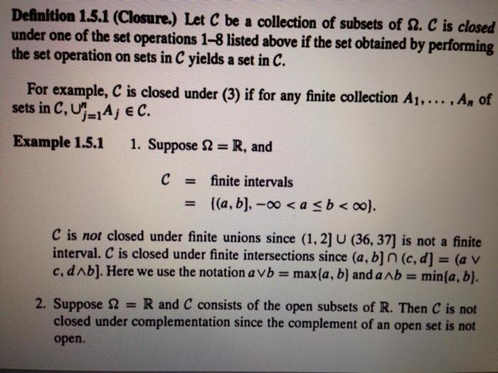 Solved Definition 1.5.1 (Closure.) Let C be a collection of | Chegg.com