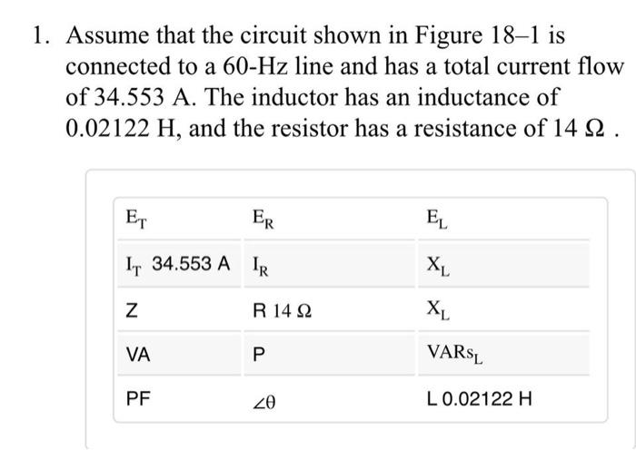 Solved 1. Assume that the circuit shown in Figure 18−1 is | Chegg.com