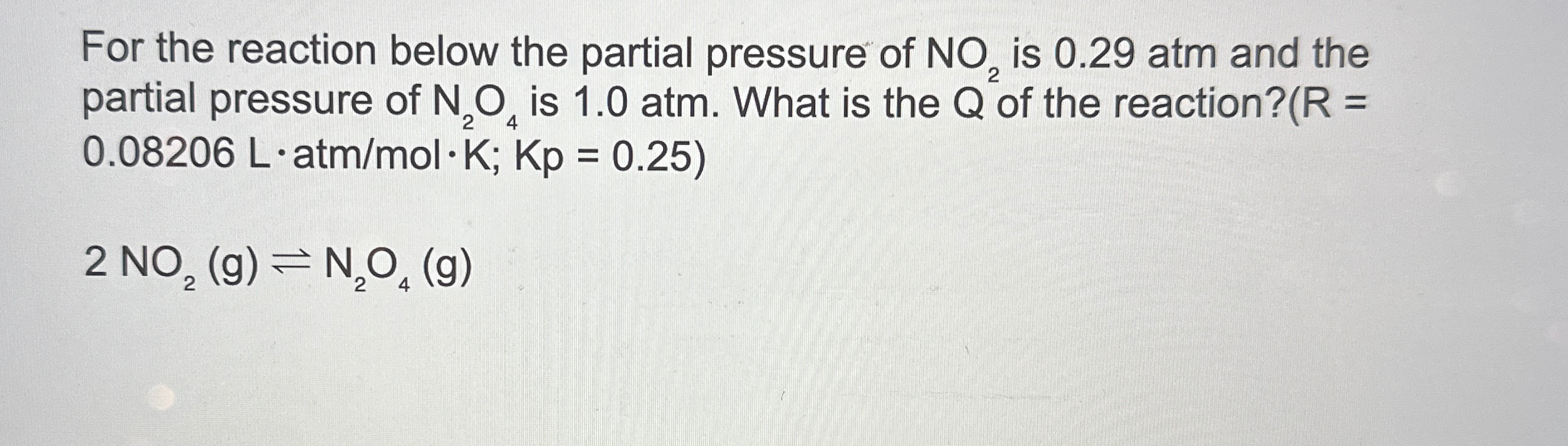 Solved For the reaction below the partial pressure of NO2 | Chegg.com