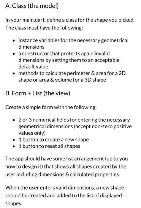 I need help to create an application using Flutter, | Chegg.com