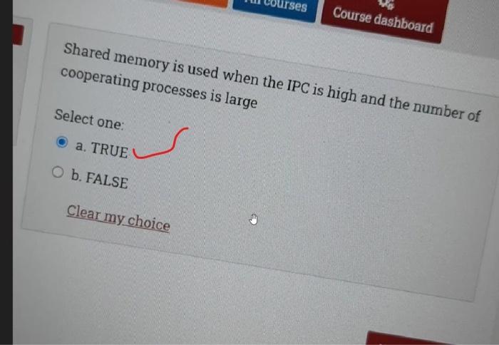 Shared memory is used when the IPC is high and the | Chegg.com