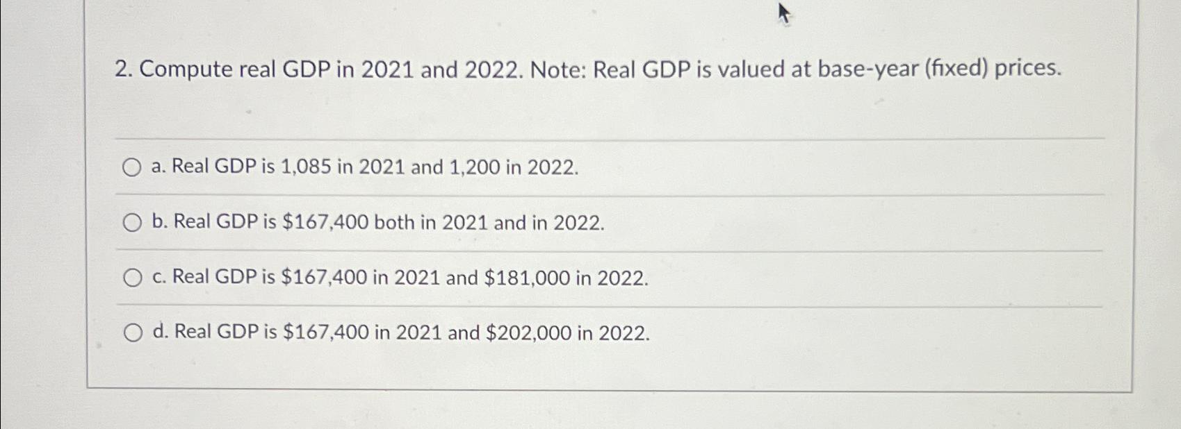 Solved Compute real GDP in 2021 ﻿and 2022. ﻿Note: Real GDP | Chegg.com