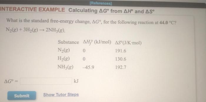 Solved [References) INTERACTIVE EXAMPLE Calculating AGⓇ from | Chegg.com
