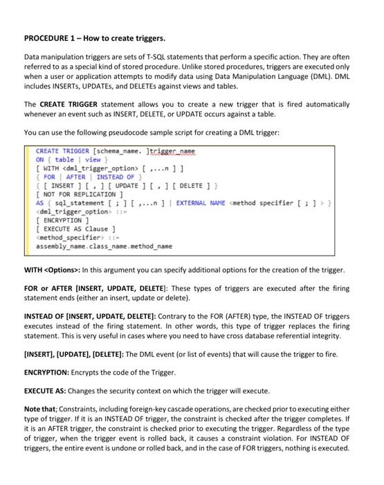 Solved PROCEDURE 3 - How to enable, disable or drop | Chegg.com