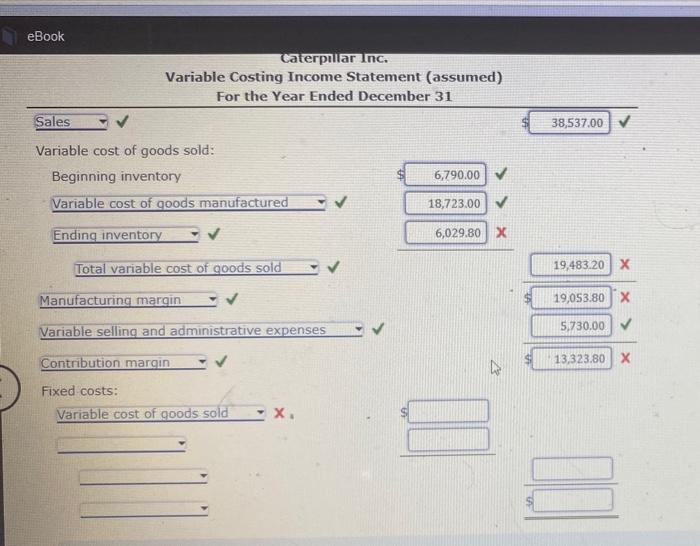 [Solved]: Variable and Absorption Costing The following dat