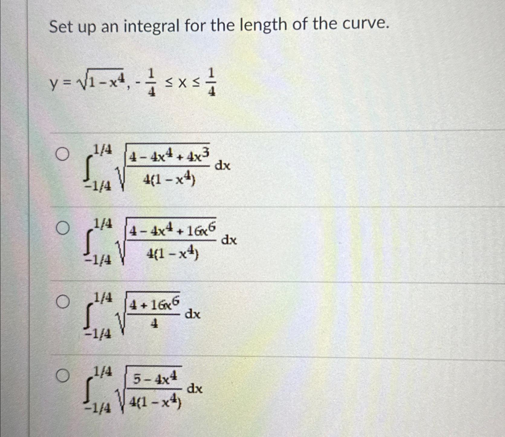 Solved Set up an integral for the length of the | Chegg.com