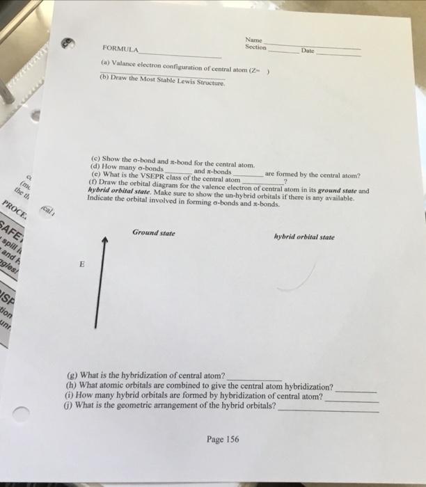 Solved Lab 22- Hybridization 11- PO, 12- NOS See the example | Chegg.com