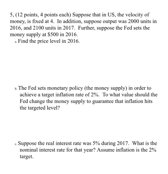 Solved 5, (12 points, 4 points each) Suppose that in US, the | Chegg.com