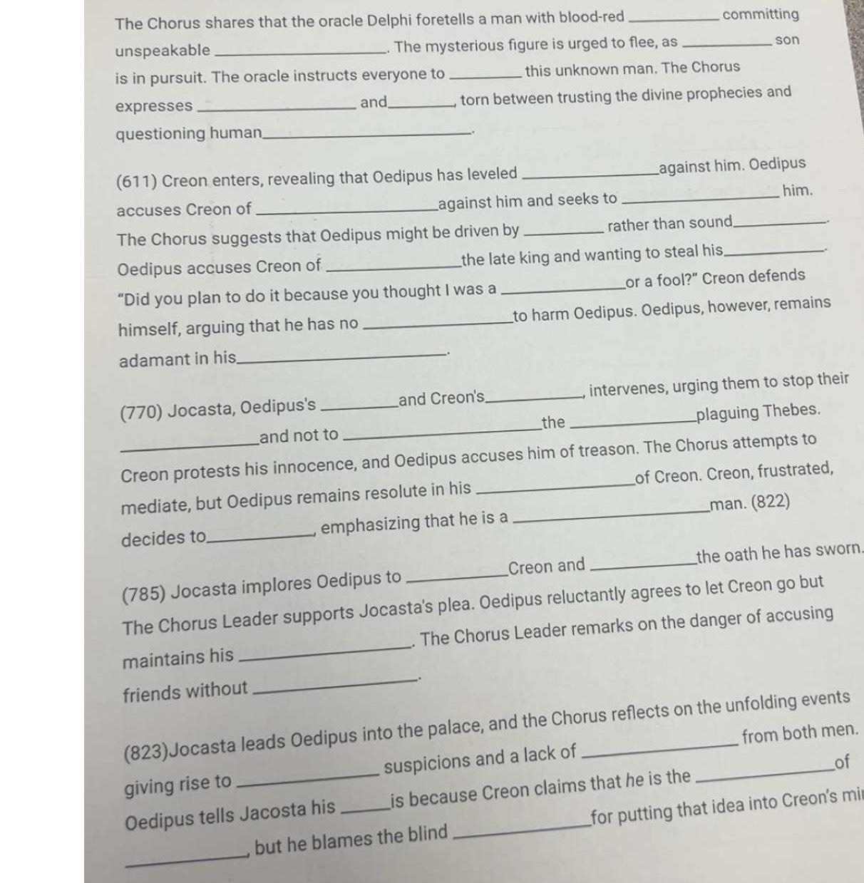 Solved The Chorus shares that the oracle Delphi foretells a | Chegg.com