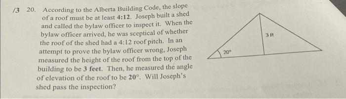 Solved Unit E: Trigonometry and Slope /3 20. According to | Chegg.com