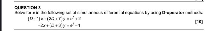 Solved Solve for x in the following set of simultaneous | Chegg.com