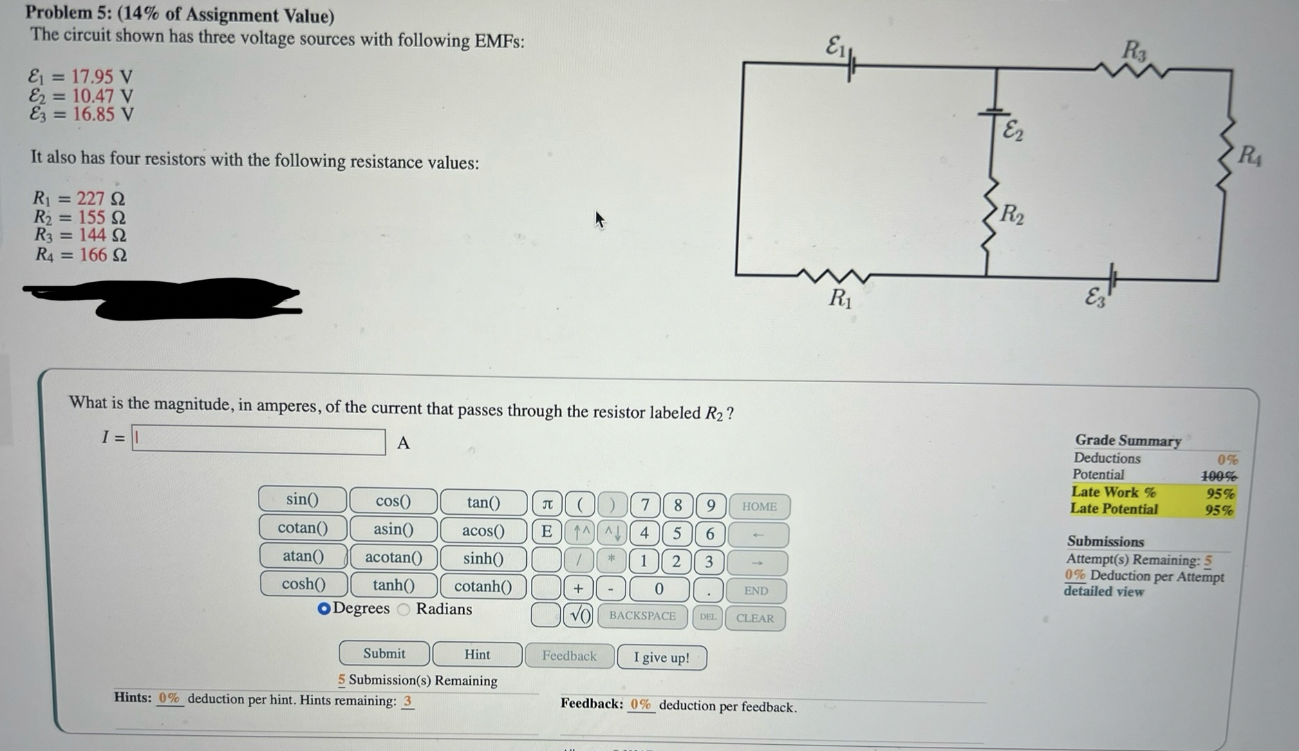 Solved Problem 5: ( 14% ﻿of Assignment Value)The circuit | Chegg.com