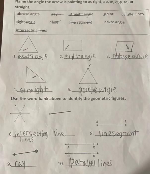 Solved Name the angle the arrow is pointing to as right, | Chegg.com