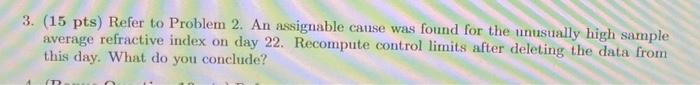 Solved 3. (15 pts) Refer to Problem 2. An assignable cause | Chegg.com