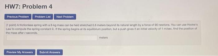 Solved HW7: Problem 4 Previous Problem Probler List Next | Chegg.com