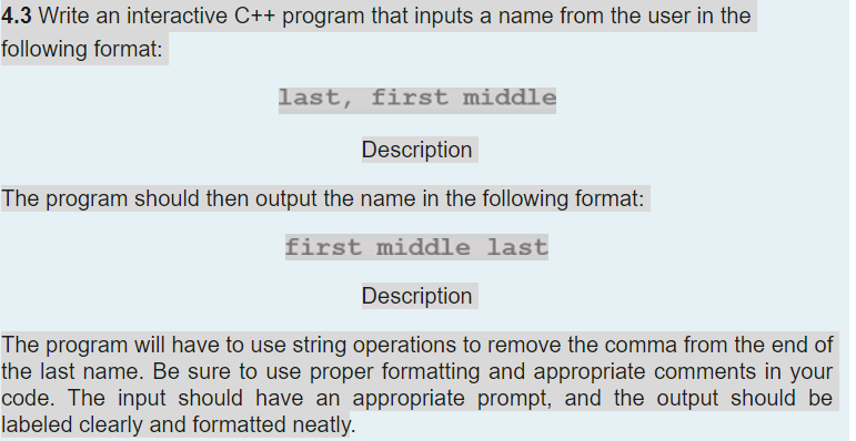 Solved The program will have to use string operations to | Chegg.com