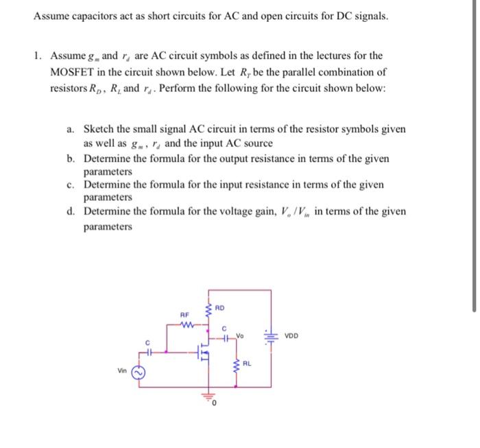 Solved Assume capacitors act as short circuits for AC and | Chegg.com