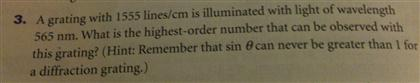 Solved A grating with 1555 lines/cm is illuminated with | Chegg.com