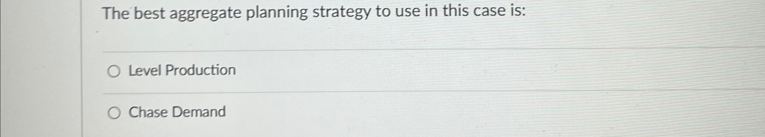 Solved The best aggregate planning strategy to use in this | Chegg.com