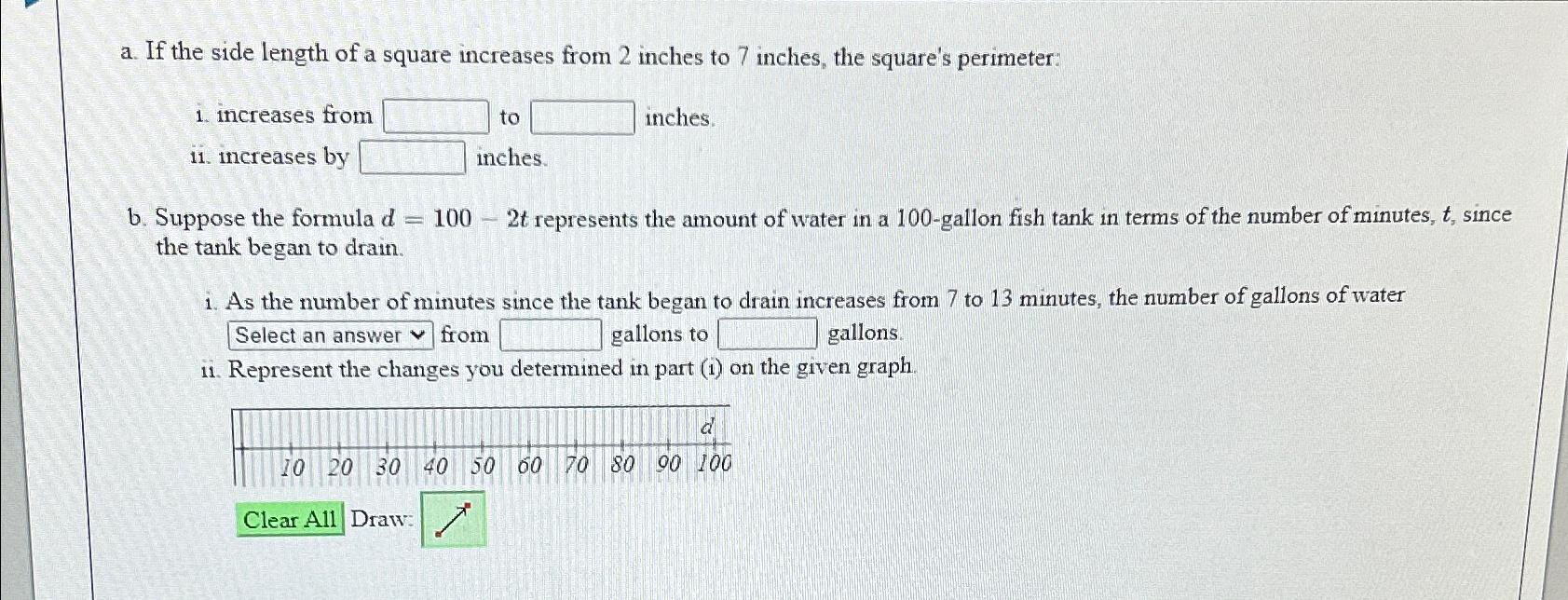 Solved a. ﻿If the side length of a square increases from 2 | Chegg.com