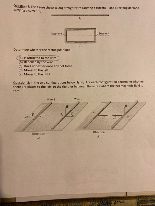 Solved Question 1: The figure shows a long straight wire | Chegg.com