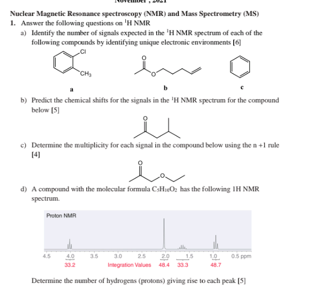 Solved Nuclear Magnetic Resonance spectroscopy (NMR) and | Chegg.com