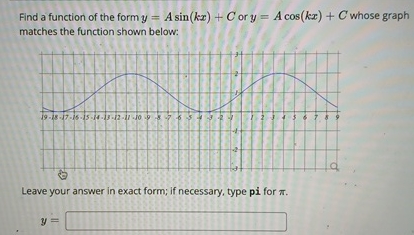 Solved by an EXPERT Find a function of the form y=Asin(kx)+C ﻿or | Chegg.com