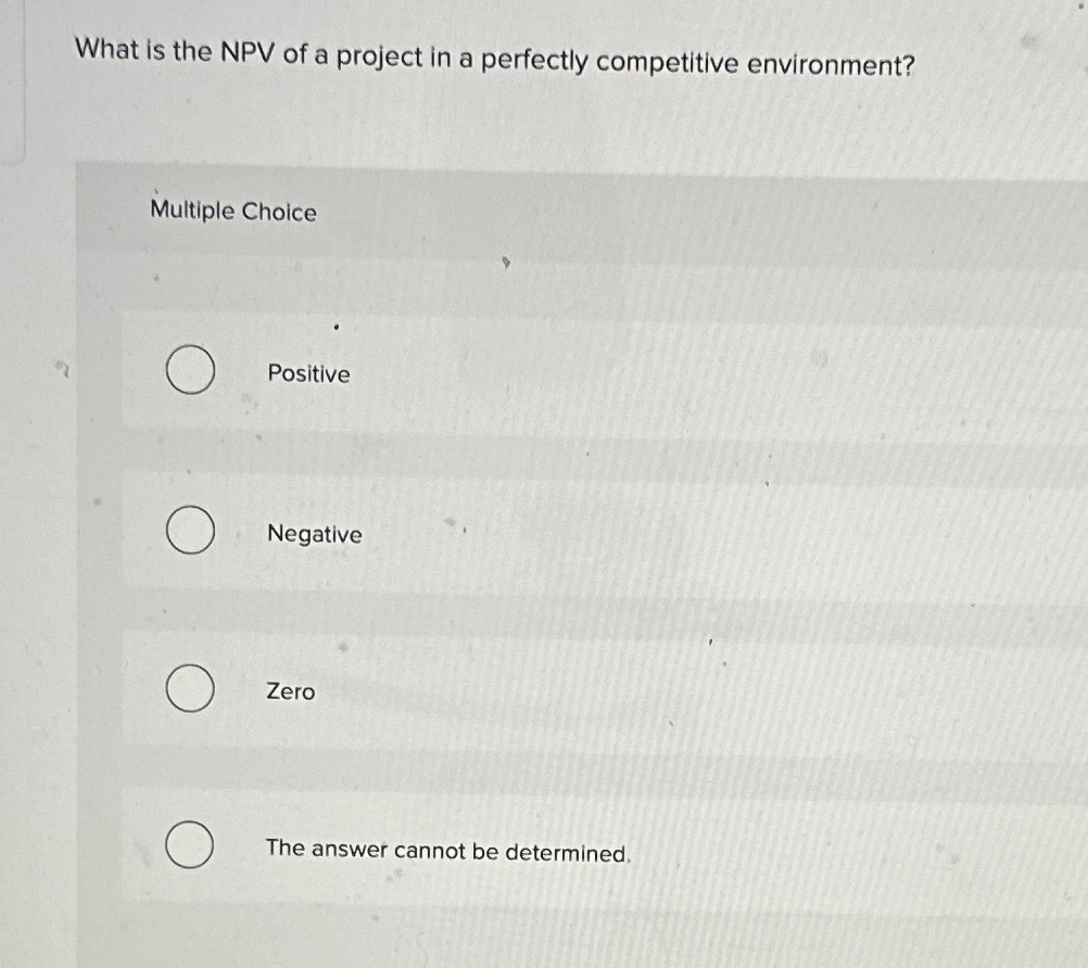Solved What is the NPV of a project in a perfectly | Chegg.com