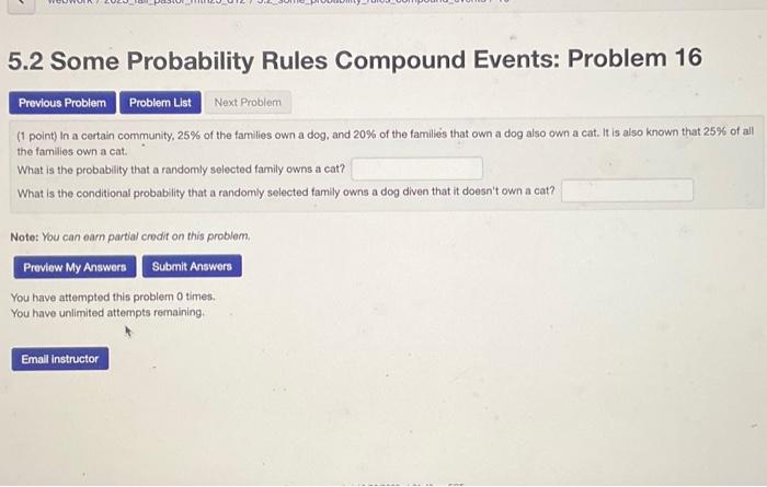 Solved 5.2 Some Probability Rules Compound Events: Problem | Chegg.com