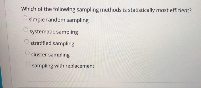 Solved Which of the following sampling methods is | Chegg.com