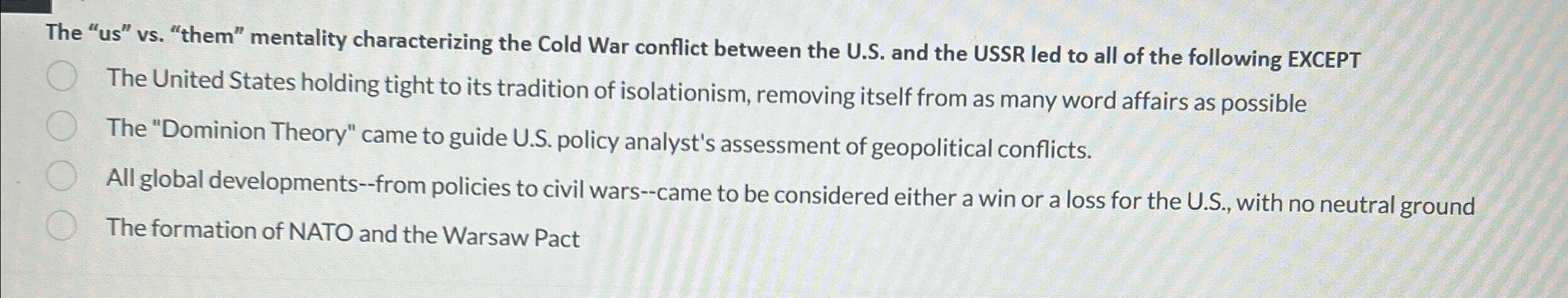 Solved The "us" ﻿vs. ﻿"them" mentality characterizing the | Chegg.com