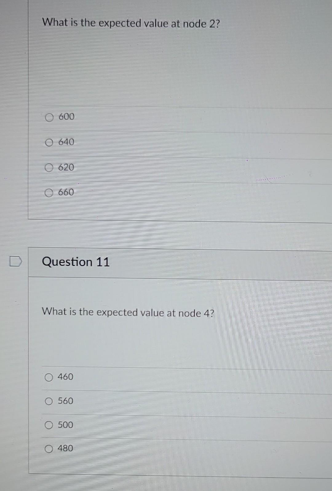 Solved What is the expected value at node 2? 600 640 620 660 | Chegg.com