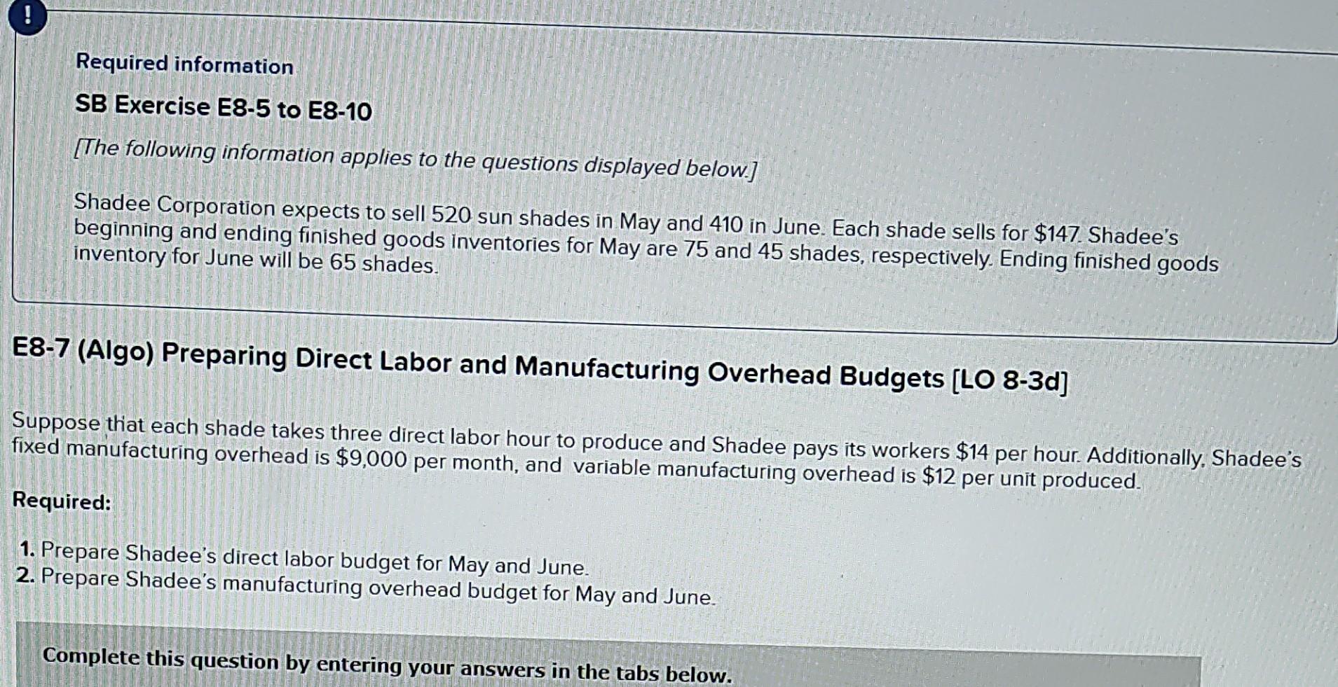 Solved Required information SB Exercise E8-5 to E8-10 [The | Chegg.com