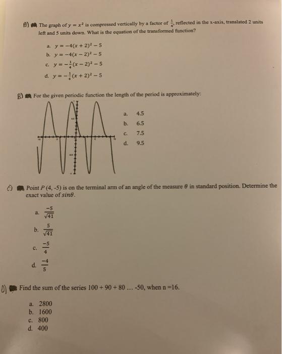 Solved A) The graph of y = x is compressed vertically by a | Chegg.com