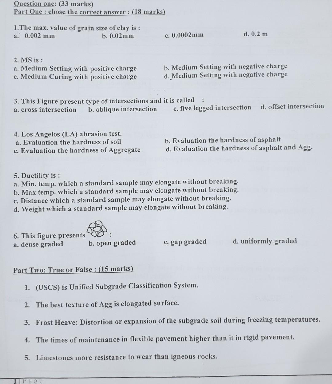 Solved Question one: (33 marks) Part One: chose the correct | Chegg.com