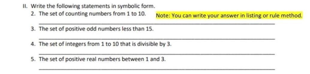 Solved II. Write the following statements in symbolic form. | Chegg.com