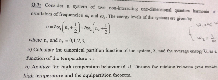 Solved 0.3: Consider a system of two non-interacting | Chegg.com