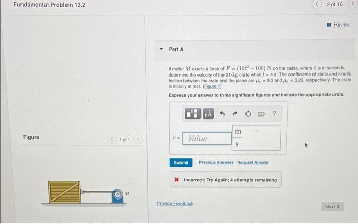 Solved Fundamental Problem 13.2 2 of 16 Part A II motor M | Chegg.com