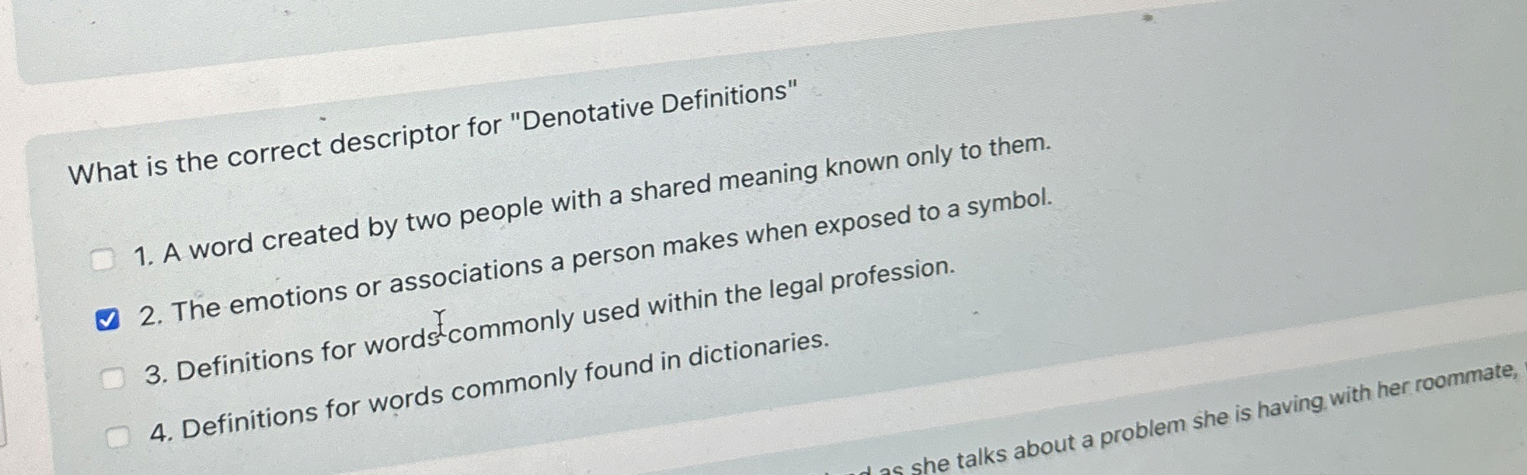Solved What is the correct descriptor for "Denotative | Chegg.com