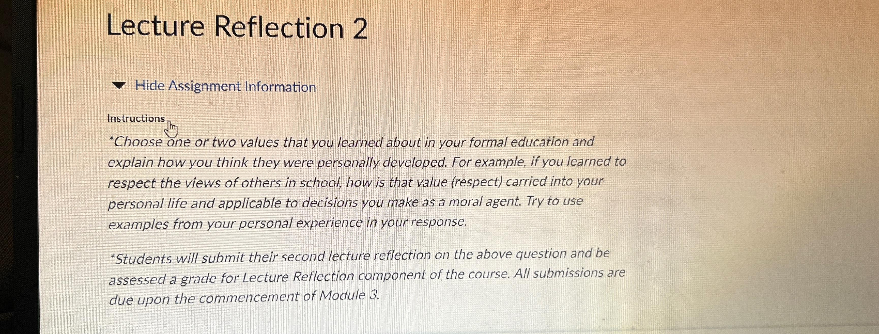 Solved Lecture Reflection 2Hide Assignment | Chegg.com
