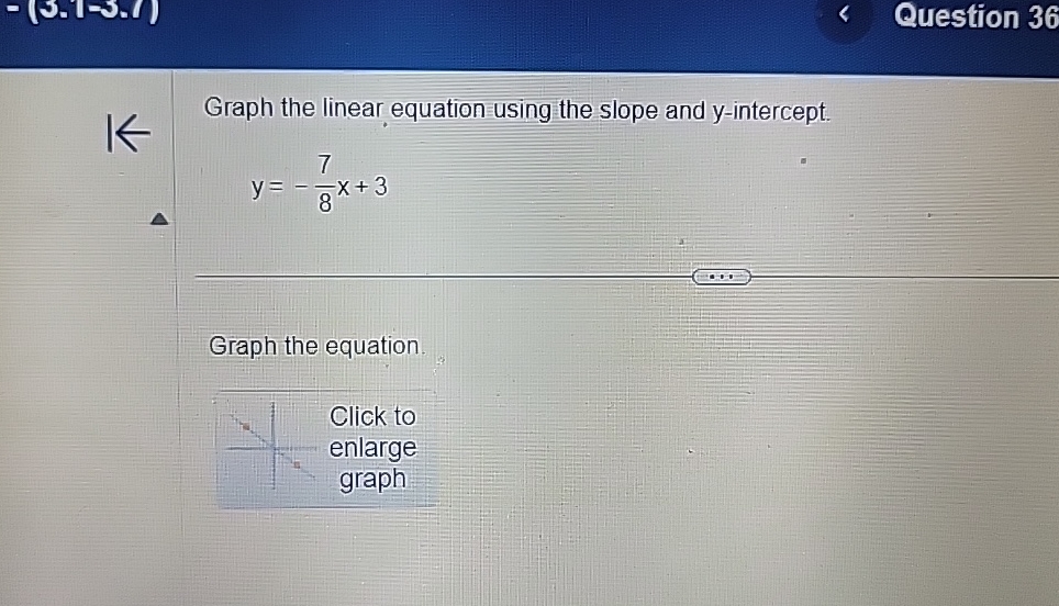 Solved Question 36Graph the linear equation using the slope | Chegg.com
