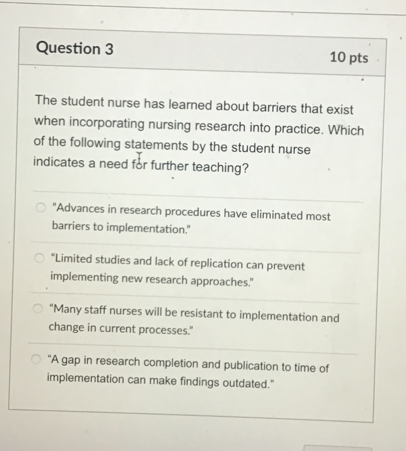 Solved Question 310 ﻿ptsThe student nurse has learned about | Chegg.com