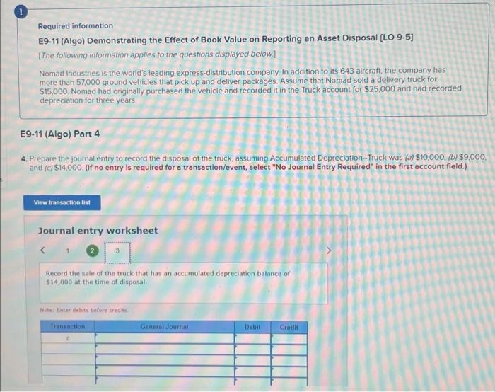 Solved Required information E9-11 (Algo) Demonstrating the | Chegg.com