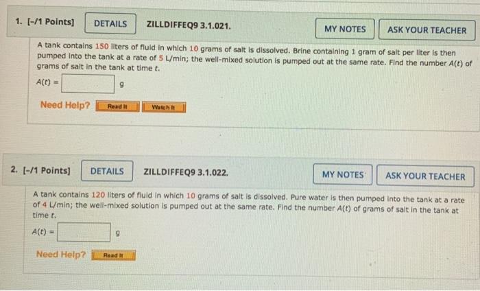 Solved 1. [-/1 Points) DETAILS ZILLDIFFEQ9 3.1.021. MY NOTES | Chegg.com Solved 1. [-/1 Points) DETAILS ZILLDIFFEQ9 3.1.021. MY NOTES | Chegg.com