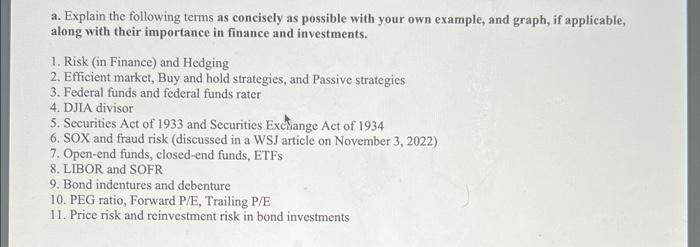 Solved a. Explain the following terms as concisely as | Chegg.com