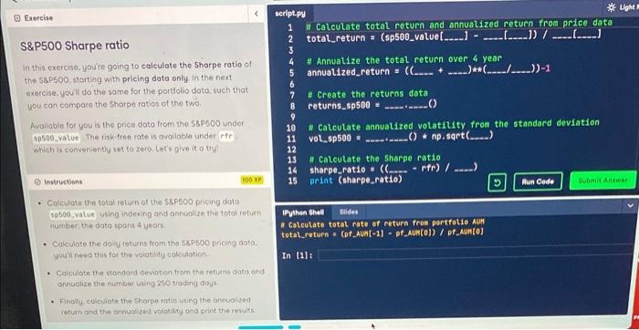 Solved S\&P500 Sharpe ratio In this exerciso, youre going to | Chegg.com